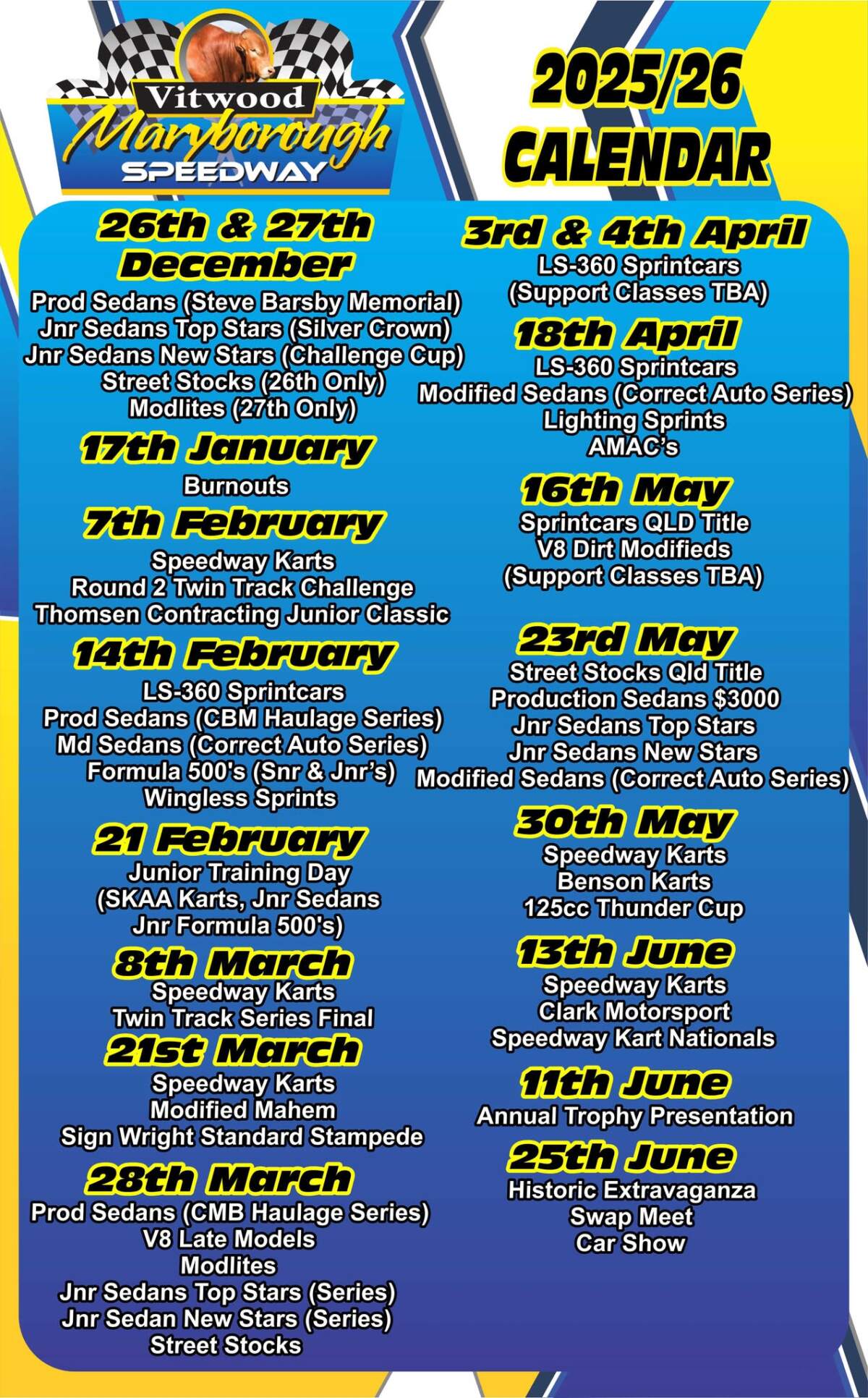 Maryborough Speedway 2025-2026 Calendar - Maryborough Speedway